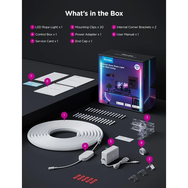 Govee Neon Matter LED rohová lišta 5m - RGBIC - Smarty.cz