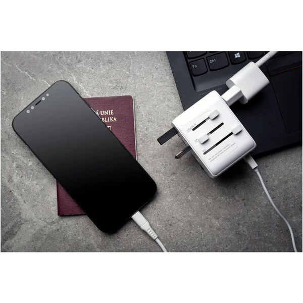 FIXED Voyager (30W) cestovní adaptér EU/UK/USA/AUS, 1xUSB-C a 2xUSB ...