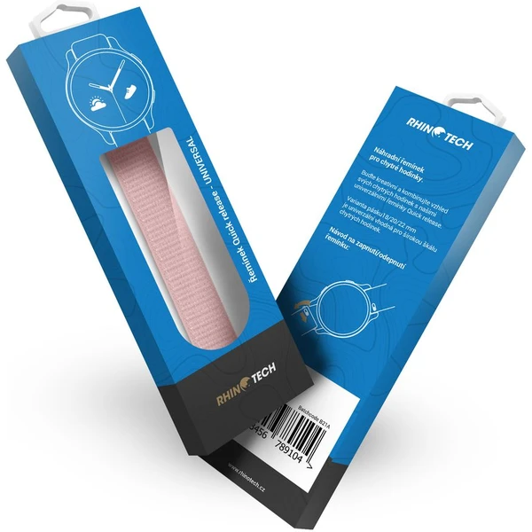 RhinoTech univerzální nylonový řemínek Quick Release 20mm světle růžový ...