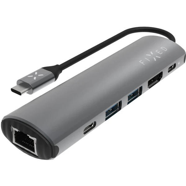 FIXED HUB Pro 6v1 USB-C hliníkový hub pro notebooky a tablety šedý ...