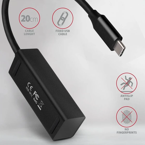 AXAGON HUEM1C 4x USB 3.2 Gen 1 MINI hub kovový kabel USBC 20cm - Smarty.cz
