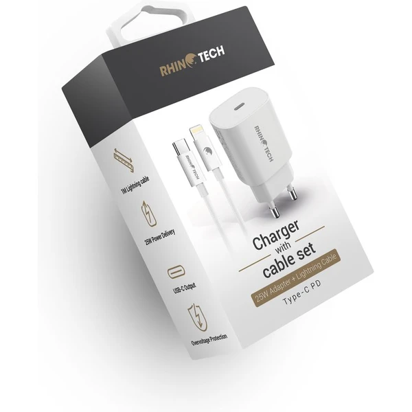 RhinoTech síťová nabíječka 25W PD s kabelem USB-C na Lightning 27W, 1 m ...