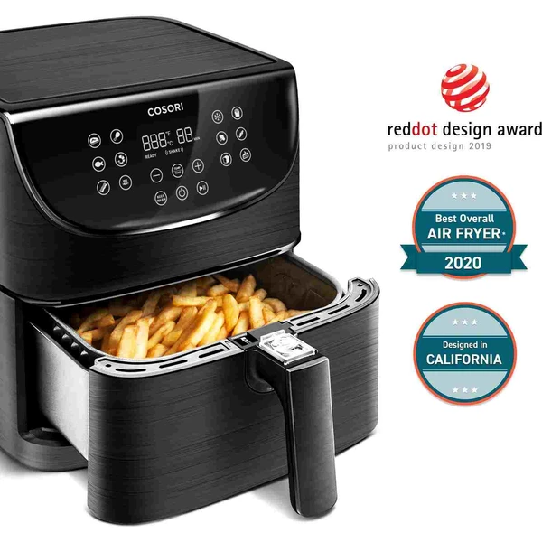 Cosori CP158-AF PREMIUM horkovzdušná fritéza 5,5L + 5x špíz a gril. rošt černá - Smarty.cz