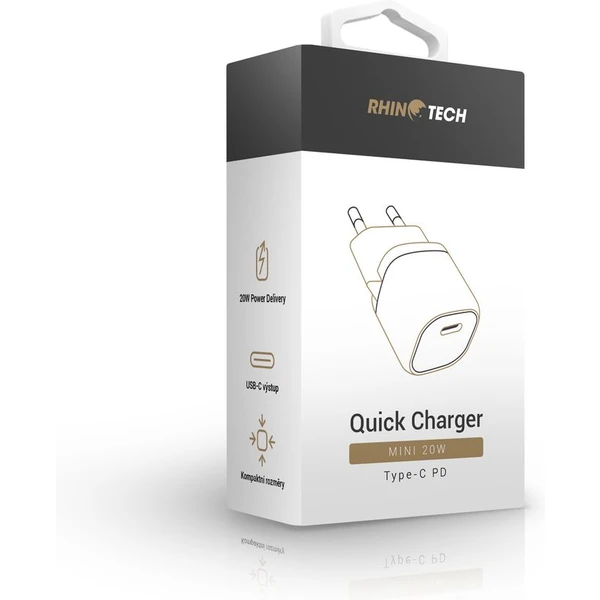RhinoTech Mini síťová nabíječka USB-C, 20W, PD bílá - Smarty.cz