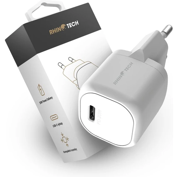 RhinoTech Mini síťová nabíječka USB-C, 20W, PD bílá - Smarty.cz