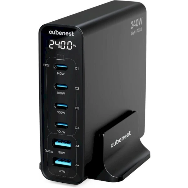 CubeNest S6D0 GaN nabíjecí stanice s Power Delivery 3.1. (240W) černá ...