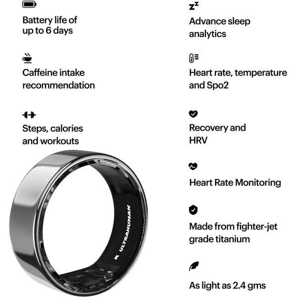 Ultrahuman Ring AIR chytrý prsten vel. 6 Space Silver - Smarty.cz