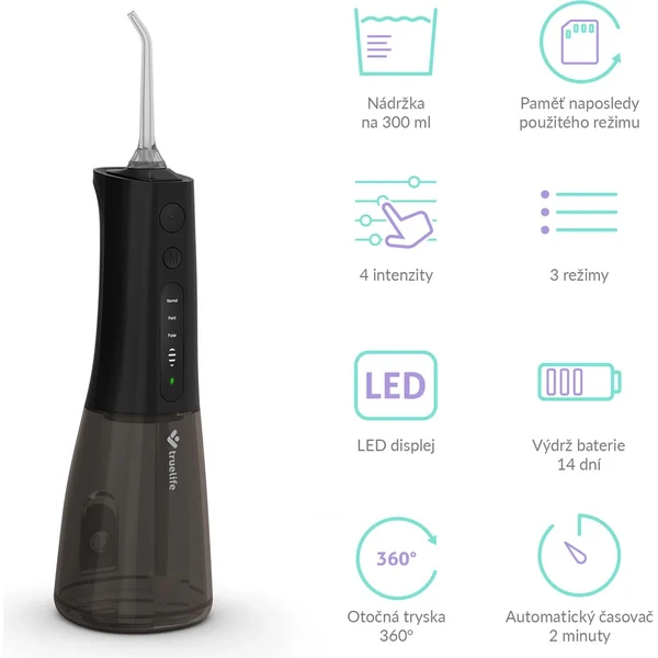 TrueLife AquaFloss Compact L100 ústní sprcha černá - Smarty.cz