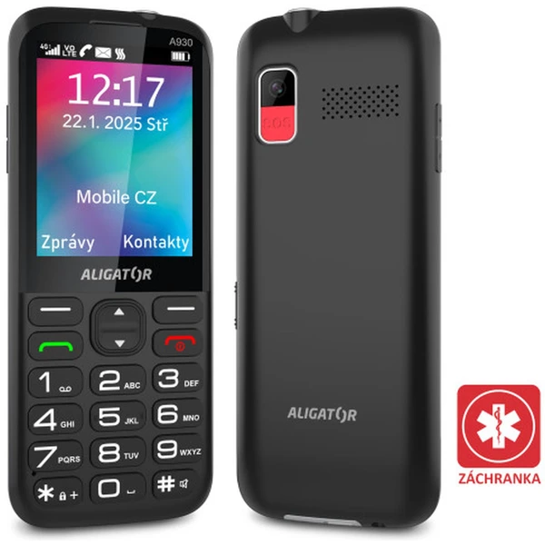 Aligator A930 GPS 4G Senior mobilní telefon s aplikací Záchranka (s ...
