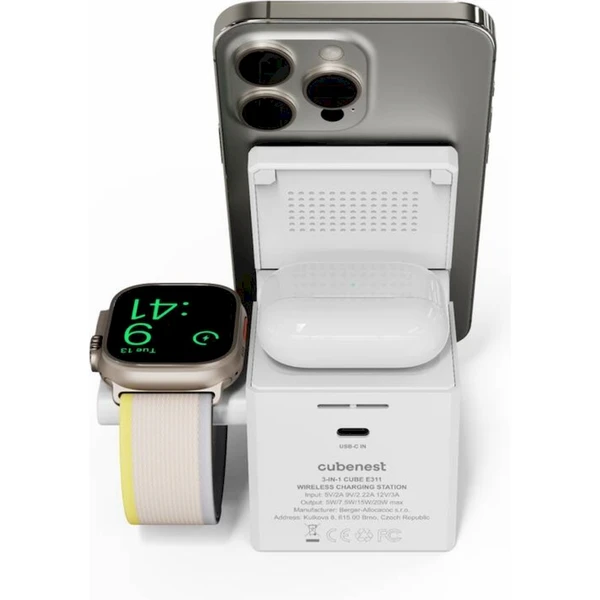Cubenest E311 3v1 MagSafe nabíječka bílá - Smarty.cz