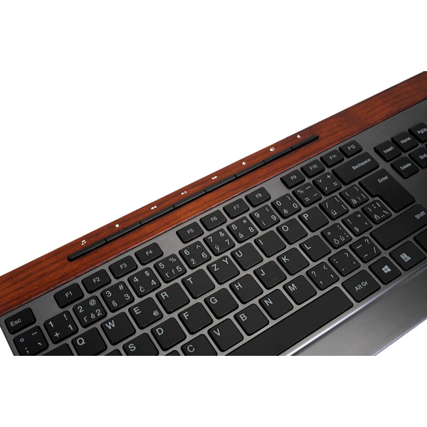 Rapoo E9260 bezdrátová klávesnice s dřeveným detailem CZ černá - Smarty.cz