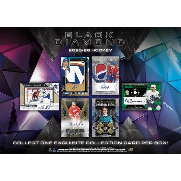 Hokejové karty 2025-26 Upper Deck Black Diamond Hockey Hobby Box ...