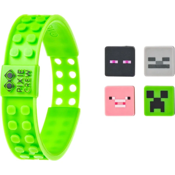 PIXIE CREW & MINECRAFT Nastavitelný náramek, zelený, 4 multipixely - Smarty.cz