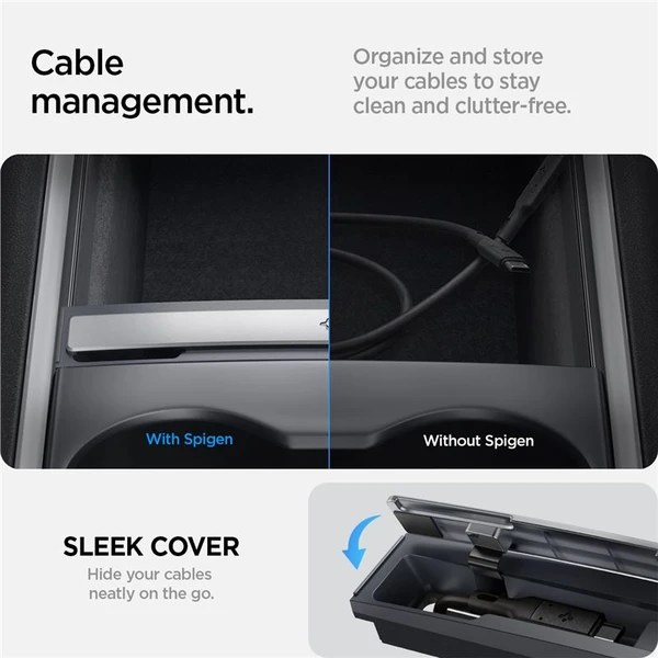 Spigen Cable Organizer Station kabelový organizér Tesla Model Y/3 černý ...