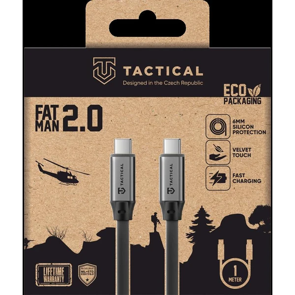 Tactical Fat Man 2.0 kabel USB-C/USB-C 1m šedý - Smarty.cz
