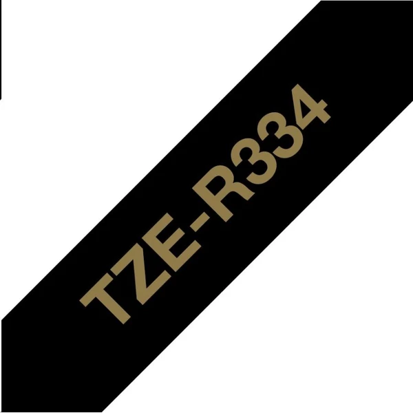 Brother TZe-R334 textilní páska zlatá na černém 12 mm - Smarty.cz